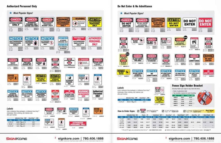 Safety Signs Catalogue - SIGNKORE INC.